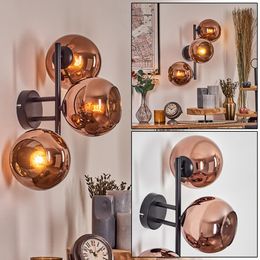 hofstein Koyoto Wandleuchte Glas 15 cm Kupferfarben, 3-flammig