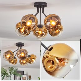 hofstein Ripoll Deckenleuchte Glas 15 cm Gold, Klar, 5-flammig