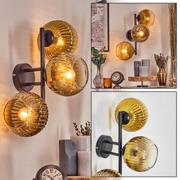 hofstein Koyoto Wandleuchte Glas 15 cm Gold, Klar, 3-flammig
