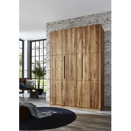 Kleiderschrank Home Affaire "Azelie, aus Wildeiche", braun (wildeiche natur), B:152cm H:223cm T:62cm, Massivholz, Schränke, Massivholz-Kleiderschrank, im 50 cm Raster planbar