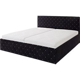 Polsterbett, schwarz, B:190cm L:212cm, Bezug Bett: Microfaser (100% Polyester);Bonnell-Federkernmatratze: 51% Polypropylen, 39% Polyester, 10% Baumwolle;Kaltschaummatratze: 100% Polyester, Bezug abnehm- und waschbar bis 60C, Westfalia Schlafkomfort, Betten, inkl. Bettkasten bei Ausführung mit Matratze