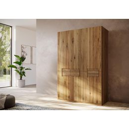 Kleiderschrank Home Affaire "Ambroise aus Wildeiche, erhältlich in verschiedenen Breiten", braun (wildeiche), B:152cm H:223cm T:62cm, Massivholz, Schränke, Massivholz-Kleiderschrank, im 50 cm Raster planbar