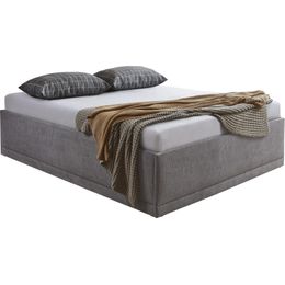 Polsterbett "Texel", grau, B:166cm H:42cm L:206cm, Bezug Bett: Veloursstoff 100% Polyester oder Microfaser (100% Polyester);Bonnell-Federkernmatratze: 51% Polypropylen, 39% Polyester und 10% Baumwolle;Kaltschaummatratze: 100% Polyester, Bezug abnehm- und waschbar bis 60C;Kissenbezug: 100% Polyester, Füllung : 100% Polyester (Hohlfaser), Westfalia Schlafkomfort, Betten, Komforthöhe mit Zierkissen, 