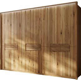 Kleiderschrank Home Affaire "Ambroise, aus Wildeiche, inkl. Passepartout", braun (wildeiche), B:307cm H:226cm T:62cm, Massivholz, Schränke, Massivholz-Kleiderschrank, im 50 cm Raster planbar