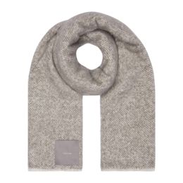 Schal Calvin Klein "CONCRETE WOOL BLANKET", Damen, grau (cinder, dk ecru), Strick, Wollmischung, gemustert, casual, Modetücher, mit Logopatch