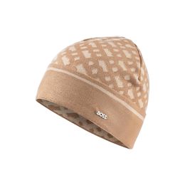 Beanie BOSS "Lendia_hat", Damen, beige (medium beige 260), Baumwollmischung, unifarben, casual, Mützen, im Jaquardmuster