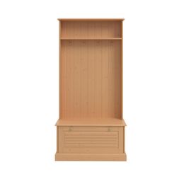 Kompaktgarderobe Home Affaire "Liotta", beige (natur gebeizt, gewachst), B:89cm H:180cm T:42cm, Massivholz, Schränke, Mit einer Klappe und 4 Kleiderhacken