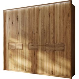 Kleiderschrank Home Affaire "Ambroise, aus Wildeiche, inkl. Passepartout", braun (wildeiche), B:257cm H:226cm T:62cm, Massivholz, Schränke, Massivholz-Kleiderschrank, im 50 cm Raster planbar