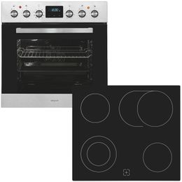 Exquisit Elektro-Herd-Set "EHE 185-HZ-020 inox", Energieeffizienz: A (A+++-D), schwarz, Herdsets