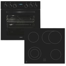Exquisit Elektro-Herd-Set "EHE285-HBZ-020", Energieeffizienz: A (A+++-D), schwarz, Herdsets