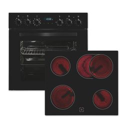 Exquisit Elektro-Herd-Set "EHE285-HBZ-020schwarz", Energieeffizienz: A (A+++-D), schwarz, Herdsets