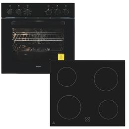 Exquisit Elektro-Herd-Set "EHE256-U-020 schwarz", Energieeffizienz: A (A+++-D), schwarz, Herdsets