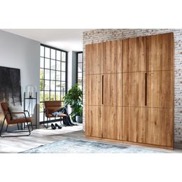 Kleiderschrank Home Affaire "Azelie, aus Wildeiche", braun (wildeiche natur), B:202cm H:223cm T:62cm, Massivholz, Schränke, Massivholz-Kleiderschrank, im 50 cm Raster planbar