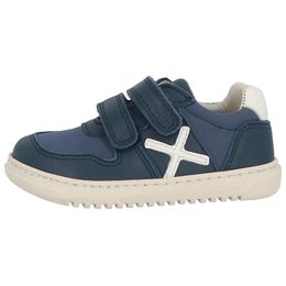 Barfu&szlig;schuh Lurchi "Monti Barefoot", Kinder, Gr. 31, blau (navy, wei&szlig;), Glattleder, Textil, Schuhe Barfu&szlig;schuh, Sneaker mit Kontrastbesatz, Gr&ouml;&szlig;enschablone zum Download