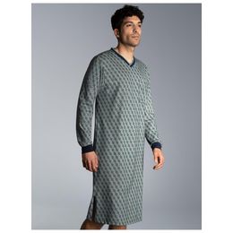 Pyjama TRIGEMA "TRIGEMA Nachthemd mit Allover-Print", Herren, Gr. L, blau (navy), 100% Baumwolle, Basic, Homewear-Sets