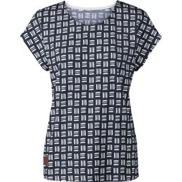 CR&Eacute;ATION L Damen Print-Shirt aus reiner Baumwolle marine-ecru-bedruckt Gr&ouml;&szlig;e 38