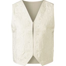 CR&Eacute;ATION L Damen Jeansweste mit Zierperlen ecru Gr&ouml;&szlig;e 36