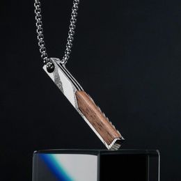 Holzkern Halsketten Herren Damast und Walnuss