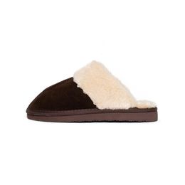 Minnetonka Hausschuh 'Chesney Slide' Damen Gr&ouml;&szlig;e 38 creme / braun