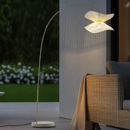 LINDBY Außenstehlampe Valdorin, beige, 199 cm, IP44