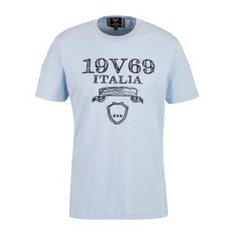 19V69 Italia T-Shirt 'Mauro' Herren Größe XXL taubenblau / schwarz