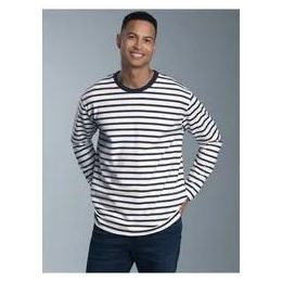 Sweatshirt TRIGEMA "TRIGEMA Sweatshirt mit Ringelmuster", Herren, Gr. L, beige (natur), 70% Baumwolle, 30% Polyester, Sweatshirts