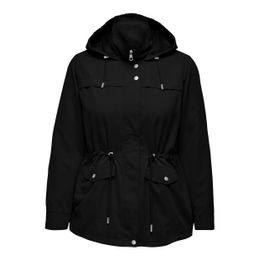 Parka Only CARMAKOMA "CARNEWSTARLINE SPRING JACKET CC OTW", Damen, Gr. L (50/52), schwarz, Obermaterial: 92% Polyester, 8% Nylon, unifarben, modisch, regular fit, Langarm, Jacken