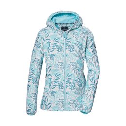 Softshelljacke Killtec "KOS 56 WMN SFTSHLL JCKT", Damen, Gr. 36, blau (aquablau), Oberstoff: Oberseite: 100% Polyester, Rückseite: 100% Polyester, Futter: 100% Polyester, sportlich, Jacken, Wasserabweisende, winddichte Softshelljacke mit floralem Print