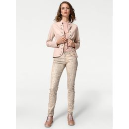 Jerseyblazer Heine "Jersey-Blazer", Damen, Gr. 34, beige (puder), 95% Baumwolle, 5% Elasthan, Langarm, Blazer