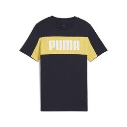 Puma T-Shirt 'Essentials' Jungen Gr&ouml;&szlig;e 176 navy / zitrone / wei&szlig;