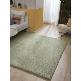 benuta Nest Hochflor Shaggyteppich Soda Hellgrün 120x170 cm - Hochflor Teppich für Wohnzimmer
