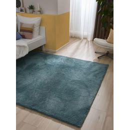 benuta Nest Hochflor Shaggyteppich Soda Blau 120x170 cm - Hochflor Teppich f&uuml;r Wohnzimmer