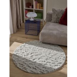 benuta Pop Fellteppich Immy Grau &oslash; 120 cm rund - Moderner Kurzflor-Teppich f&uuml;r Wohnzimmer