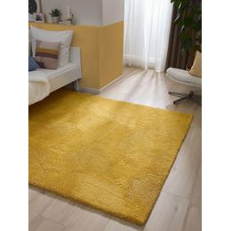 benuta Nest Hochflor Shaggyteppich Soda Gelb 80x150 cm - Bettvorleger für Schlafzimmer