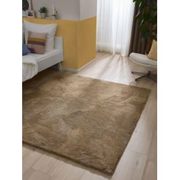 benuta Nest Hochflor Shaggyteppich Soda Beige 80x150 cm - Bettvorleger für Schlafzimmer