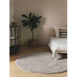 benuta Nest Hochflor Shaggyteppich rund Soda Grau ø 120 cm rund - Hochflor Teppich für Wohnzimmer