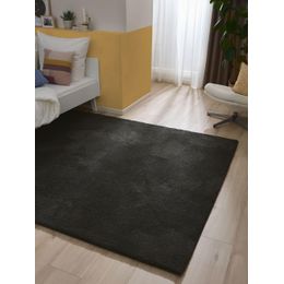 benuta Nest Hochflor Shaggyteppich Soda Schwarz 80x150 cm - Bettvorleger für Schlafzimmer