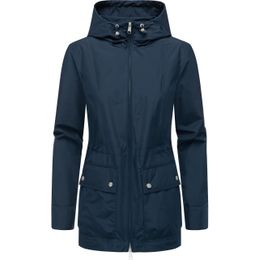 Funktionsjacke Ragwear "Monadetta A", Damen, Gr. 4XL (48), blau (navy), Obermaterial: 100% Polyester, Innenfutter: 100% Polyester, Basic, figurumspielend Po-bedeckend, hoch geschlossener Ausschnitt, Langarm Ärmel ohne Ärmelschlitz abgesteppte Kante krempelbar, Jacken, Wasserdichte und atmungsaktive Übergangsjacke mit Kapuze