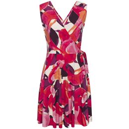 Strandkleid Vivance, Damen, Gr. 34, N-Gr, bunt (rot, lila bedruckt), Jersey, Obermaterial: 95% Viskose, 5% Elasthan, bedruckt, modisch, figurumspielend kniefrei, tiefer V-Ausschnitt, ohne Ärmel, Kleider, mit Alloverdruck