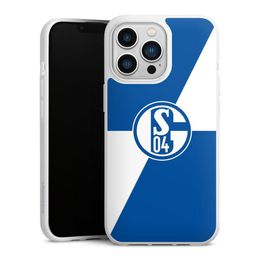 DeinDesign iPhone 13 Pro Handy Silikon H&uuml;lle Case wei&szlig; Handyh&uuml;lle Official Licensed Product Fc Schalke 04 Bundesliga Silikon Case