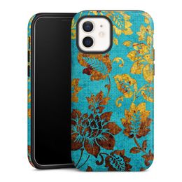 DeinDesign iPhone 12 mini Handy Panzer Handyh&uuml;lle robuste Outdoor H&uuml;lle Schutzh&uuml;lle gl&auml;nzend Flowers Vintage Ornament Tough Case