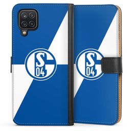DeinDesign Galaxy A12 Handy Klapph&uuml;lle Handyh&uuml;lle aus Kunst Leder schwarz Flip Case Bundesliga Official Licensed Product Fc Schalke 04 Sideflip mit langer Lasche