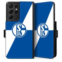 DeinDesign Galaxy S21 Ultra 5G Handy Klapph&uuml;lle Handyh&uuml;lle aus Kunst Leder schwarz Flip Case Official Licensed Product Fc Schalke 04 Bundesliga Sideflip mit 