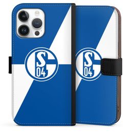 DeinDesign iPhone 14 Pro Max Handy Klapph&uuml;lle Handyh&uuml;lle aus Kunst Leder schwarz Flip Case Official Licensed Product Fc Schalke 04 Bundesliga Sideflip mit Lasche