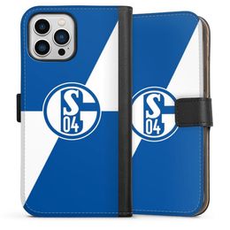 DeinDesign iPhone 13 Pro Max Handy Klapph&uuml;lle Handyh&uuml;lle aus Kunst Leder schwarz Flip Case Official Licensed Product Fc Schalke 04 Bundesliga Sideflip mit langer