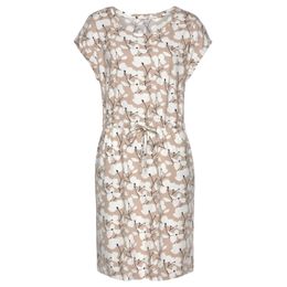Beachtime by Lascana Damen Jerseykleid, beige-creme-bedruckt, Gr&ouml;&szlig;e 38