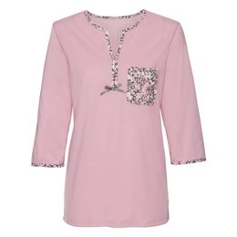 w&auml;schepur w&auml;schepur Damen Schlafanzug mit gemusterten Paspeln, ros&eacute;-grau-bedruckt, Gr&ouml;&szlig;e 52/54