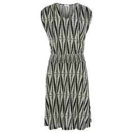 Lascana Damen Jerseykleid, schwarz-sand bedruckt, Gr&ouml;&szlig;e 42
