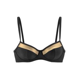 Lascana Damen B&uuml;gel-Bikini-Top, schwarz-goldfarben, Gr&ouml;&szlig;e 48B