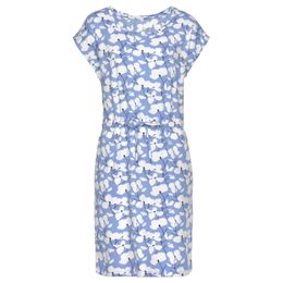 Beachtime by Lascana Damen Jerseykleid, blau-creme-bedruckt, Gr&ouml;&szlig;e 34